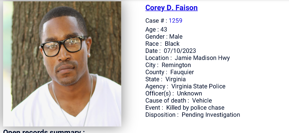 On This Day in 2023, Corey Faison was hunted by multiple Virginia State ...