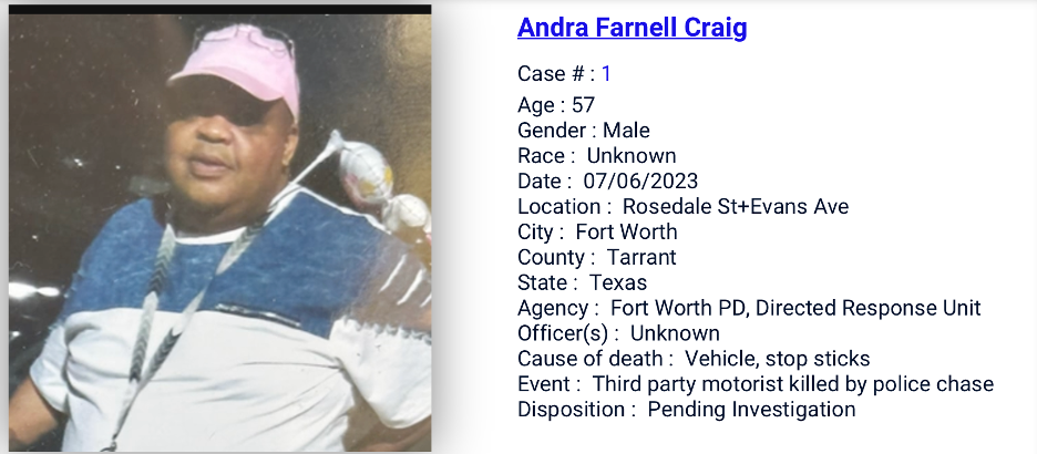 On This Day in 2023, Andra Craig was killed by a police car chase ...