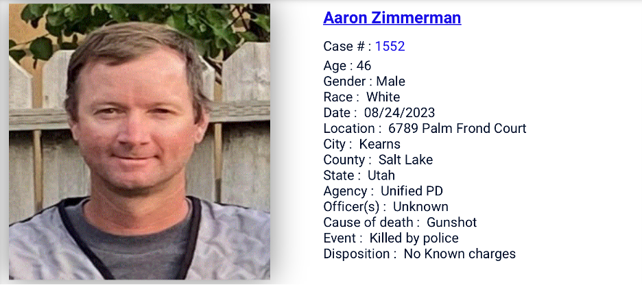 On This Day in 2023, Aaron Zimmerman was killed by 20 cop bullets in ...