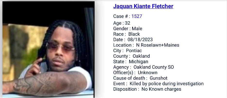 On This Day in 2023, Michigan police shot and killed Jaquan Fletcher ...