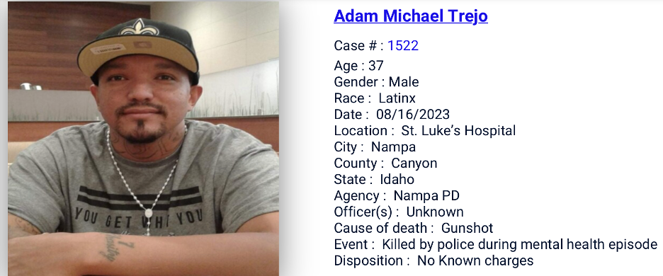 On This Day in 2023, Idaho Police killed Adam Trejo during a mental ...