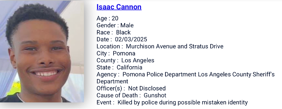2/3/2025: Isaac Cannon shot and killed by LASD and Pomona PD | IncarcerNation.com™