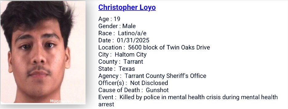 1/31/2025: Christopher Loyo killed by police during mental health ...