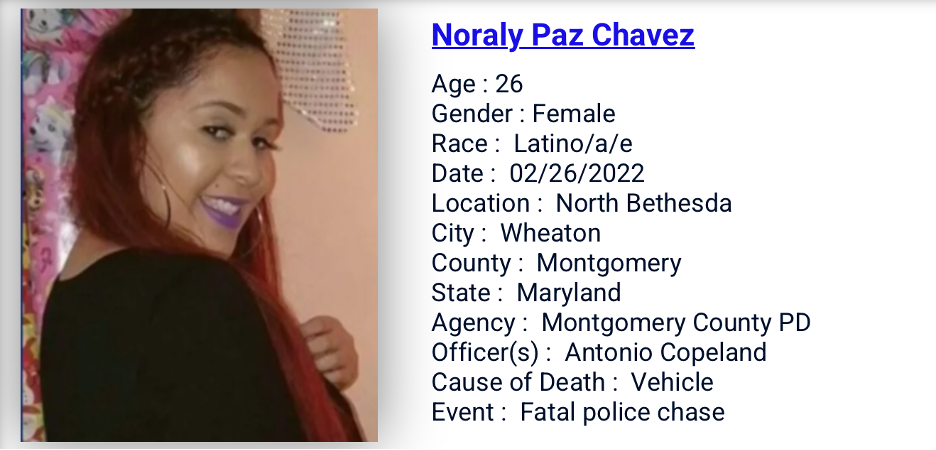 2/26/2022: Noraly Paz Chavez killed in police chase crash ...