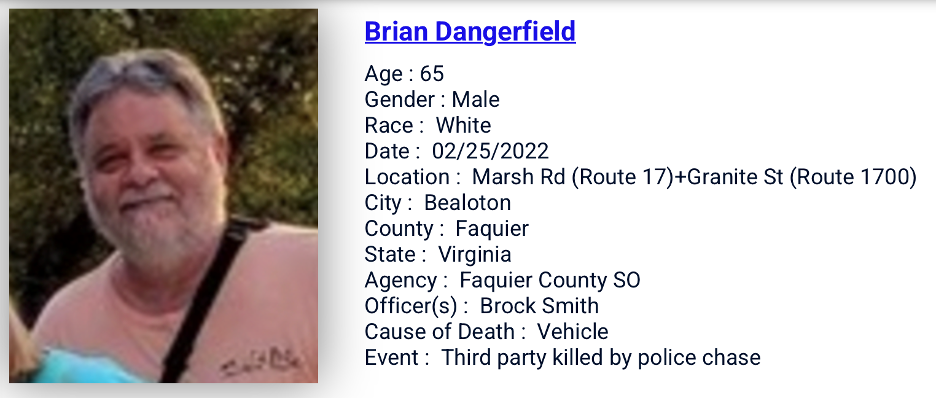 2/25/2022: Brian Dangerfield and his wife Mary killed by police chase ...